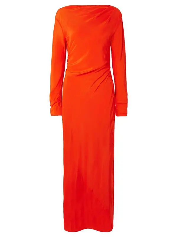 Sir The Label Fresca Draped Silk Crepe De Chine Maxi Dress - Orange