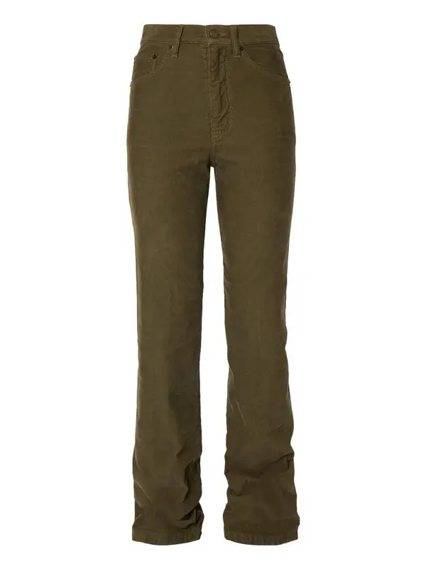 Saint Laurent Clyde Cotton-corduroy Slim-leg Pants - Green