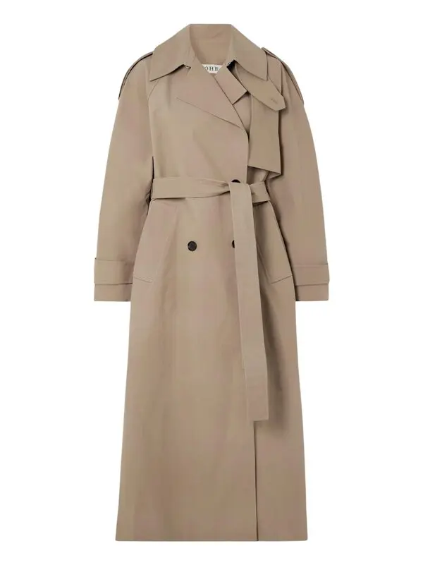 RÓHE Oversized Double-breasted Cotton Trench Coat - Brown