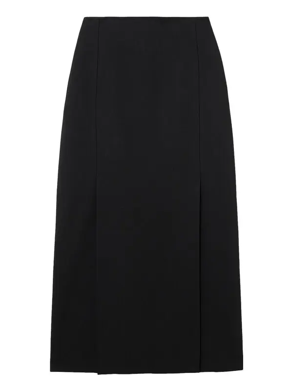 RÓHE Woven Column Midi Skirt - Black