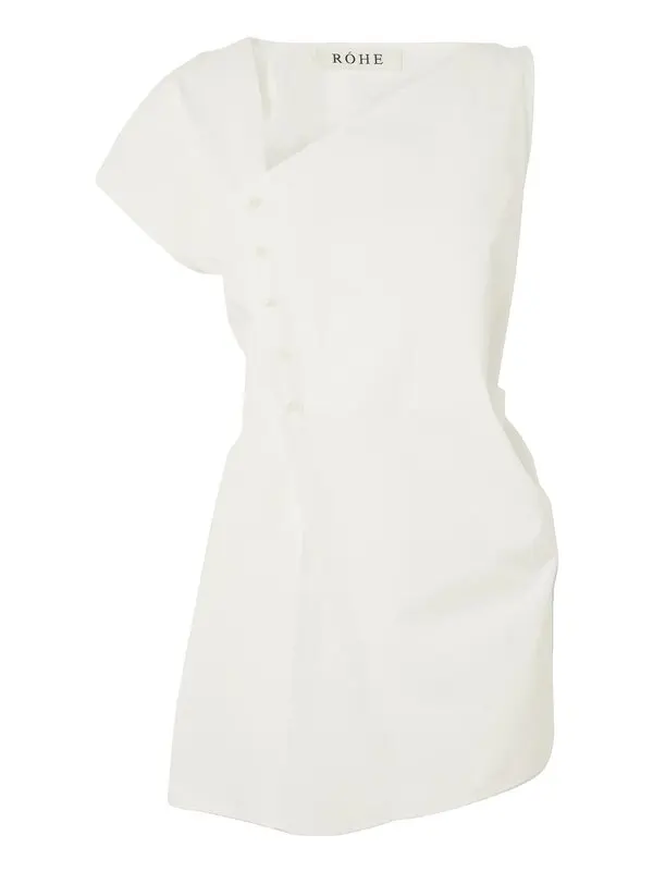 RÓHE Asymmetric Cotton-poplin Top - White