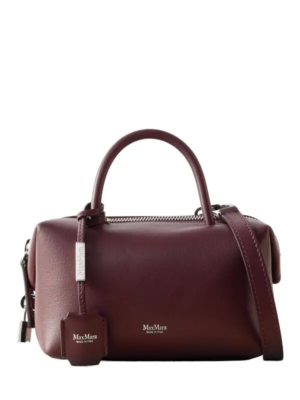 Max Mara Boston Leather Top Handle Bag - Burgundy