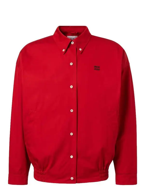 Miu Miu Cotton Poplin Blouson - Red