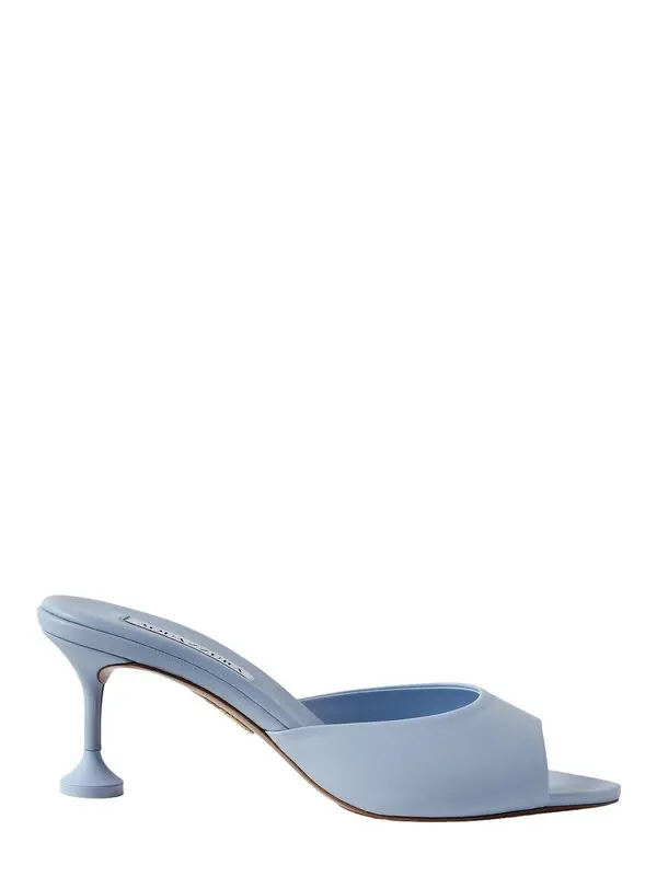 AQUAZZURA Bisous 65 Leather Mules - Blue