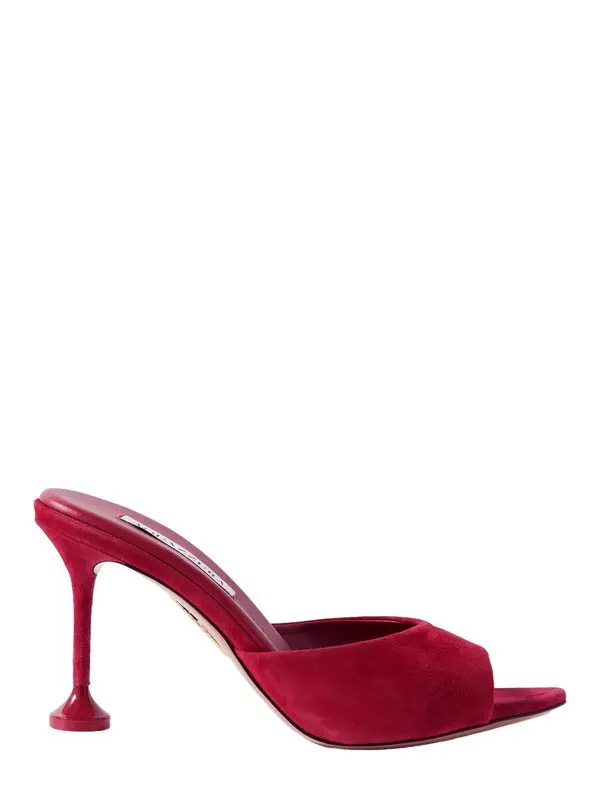 AQUAZZURA Bisous 85 Suede Mules - Pink