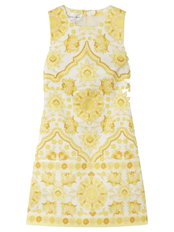 Cara Cara Mackenzie Printed Crepe Mini Dress - Yellow