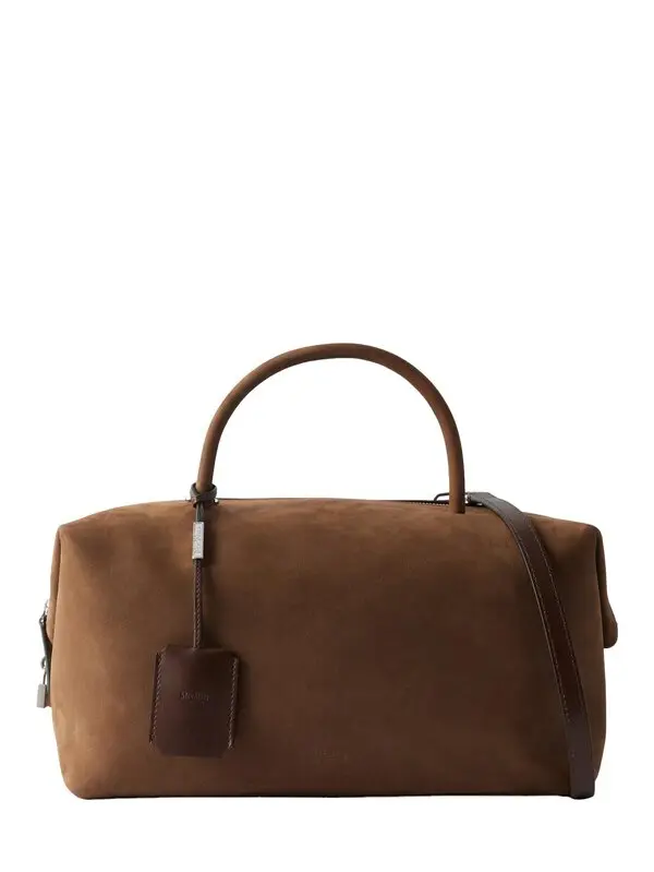 Max Mara Leather-trimmed Suede Tote - Brown