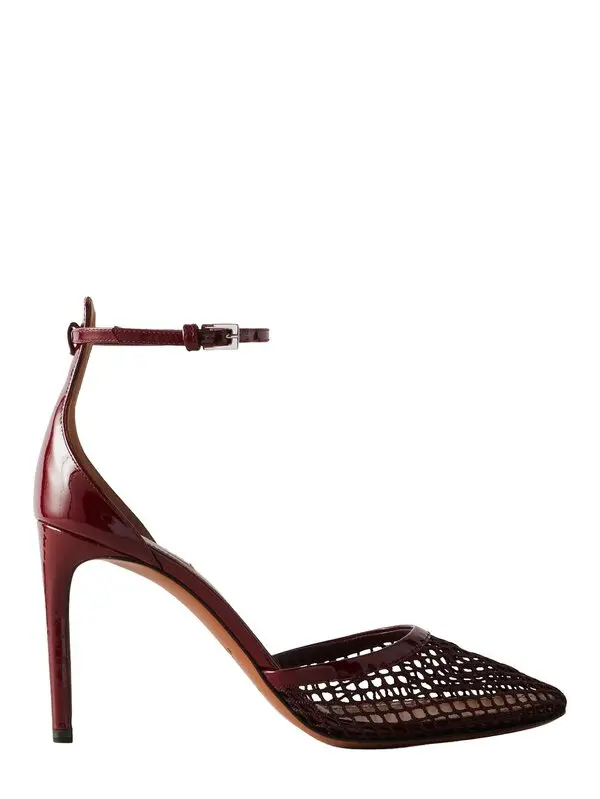 Alaïa 90 Fishnet And Patent-leather Pumps - Burgundy