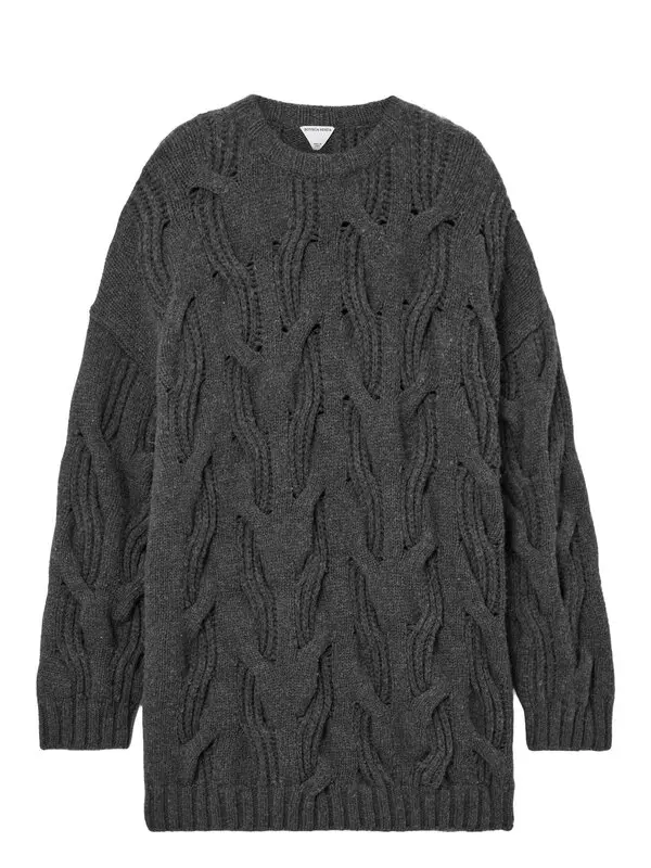 Bottega Veneta Cable-knit Wool Sweater - Gray