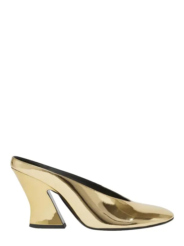 Givenchy Metallic Leather Sculpted Block-heel Mules - Golden
