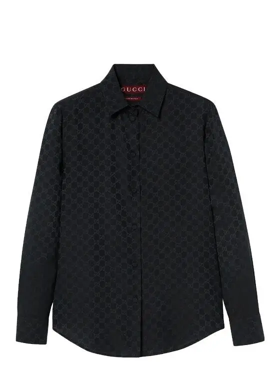 Gucci Gg Crêpe Silk Shirt - Black