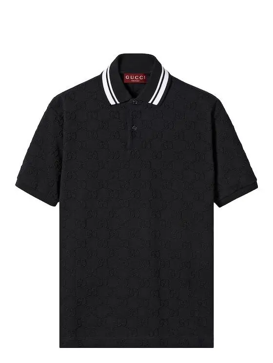 Gucci Gg Stretch Cotton Polo - Black