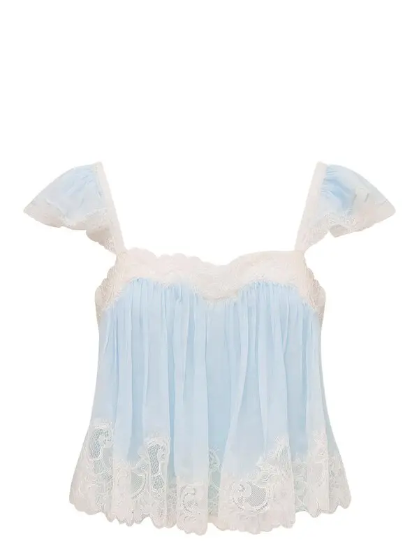 LoveShackFancy Lova Chiffon Top - Light Blue