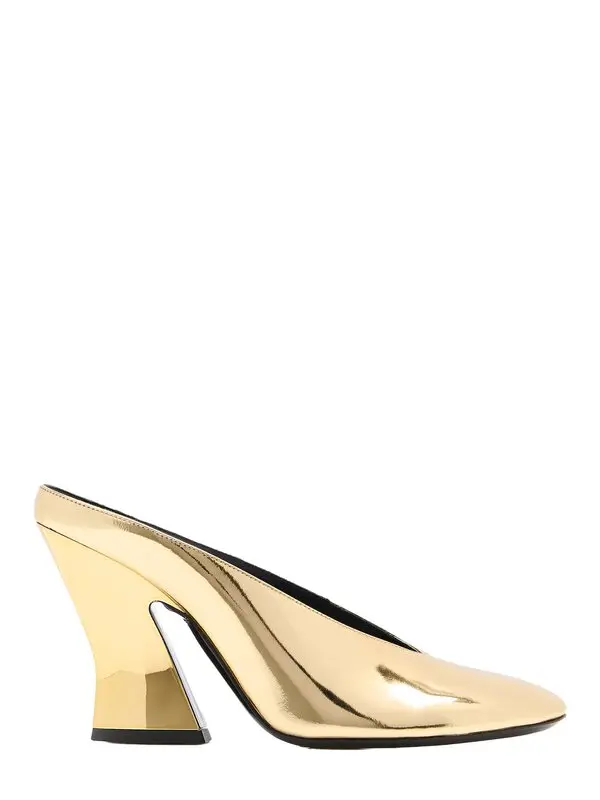 Givenchy Metallic Leather Mules - Gold