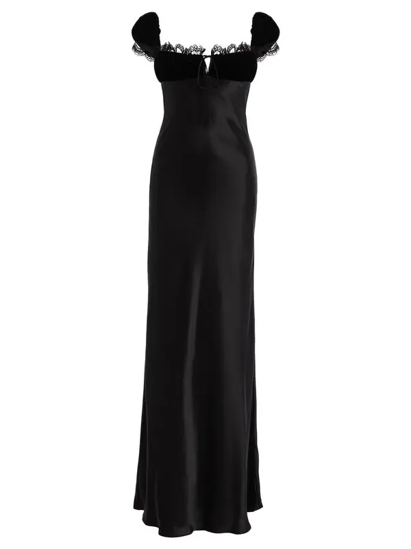 RODARTE Gathered Velvet And Silk-satin Gown - Black