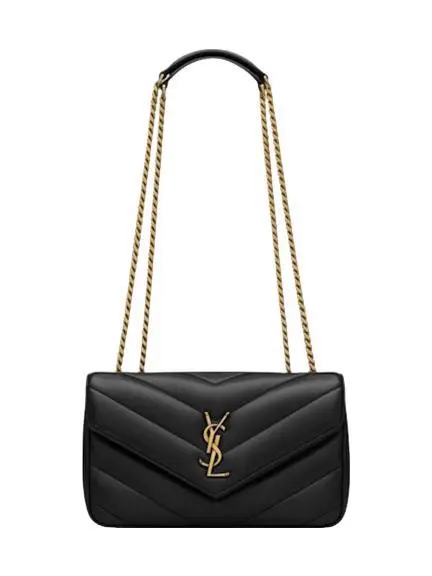 Saint Laurent Loulou Small Bag In Quilted Lambskin With Goldtone Hardware - Black