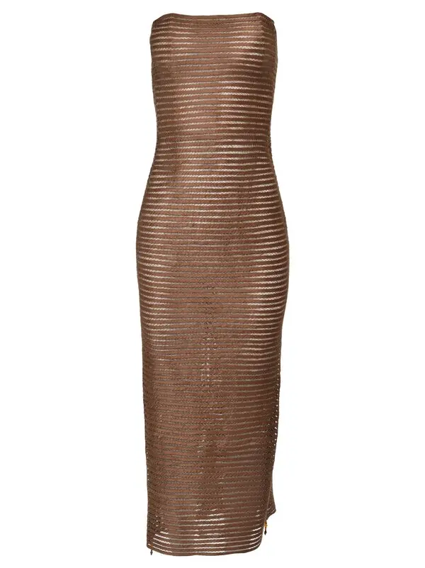 FRANCESCA MIRANDA Exclusive Vision Silk Midi Dress - Neutral