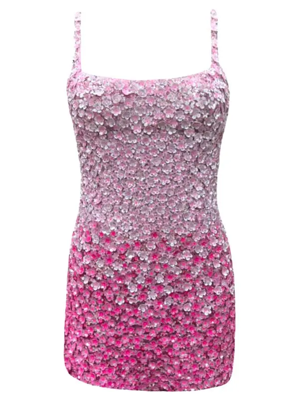 LA FUORI Petal Ombre Embroidered Dress - Pink