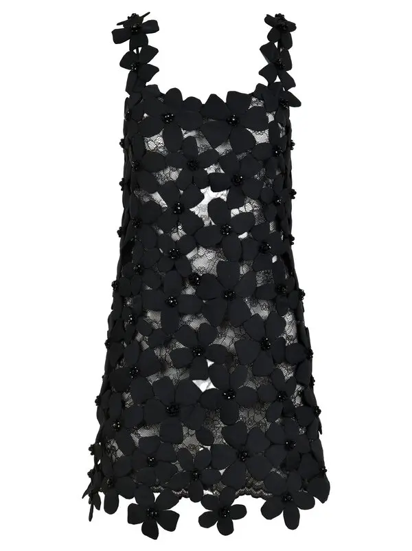 FRANCESCA MIRANDA Jardin Handmade Silk Mini Dress - Black
