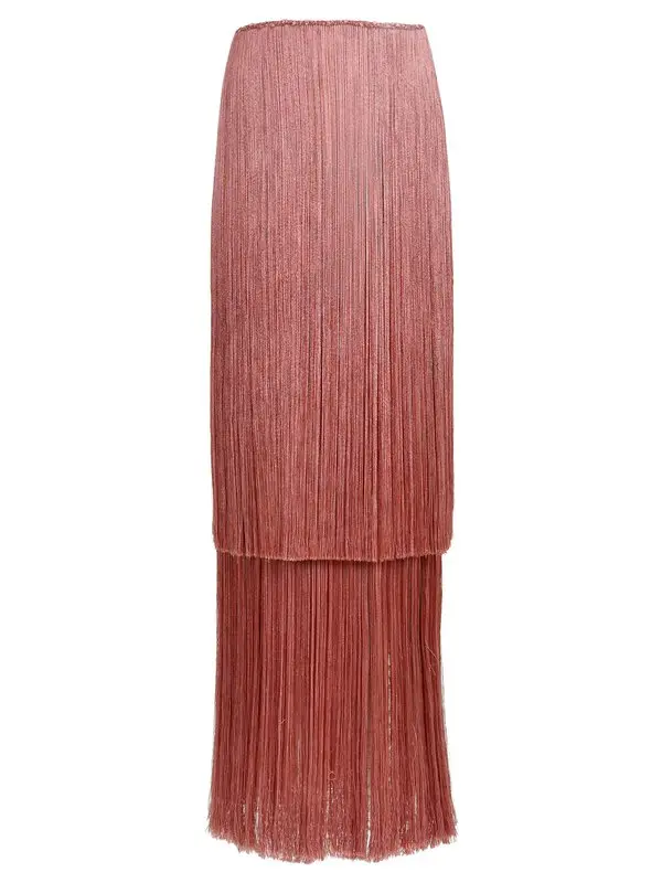 FRANCESCA MIRANDA Fringe Silk Blend Midi Dress - Pink