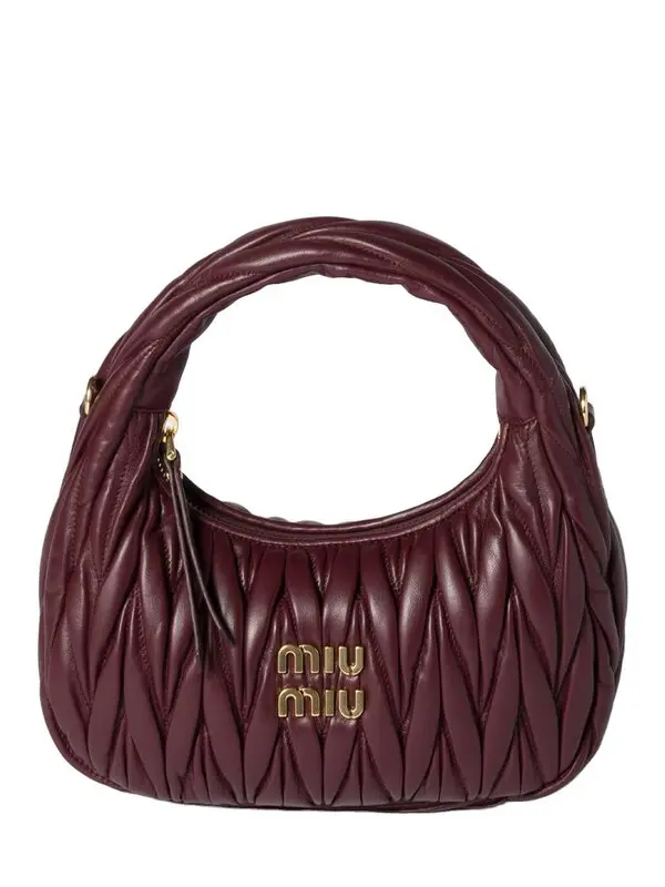 Miu Miu Wander Matelassé Nappa Leather Hobo Bag - Burgundy