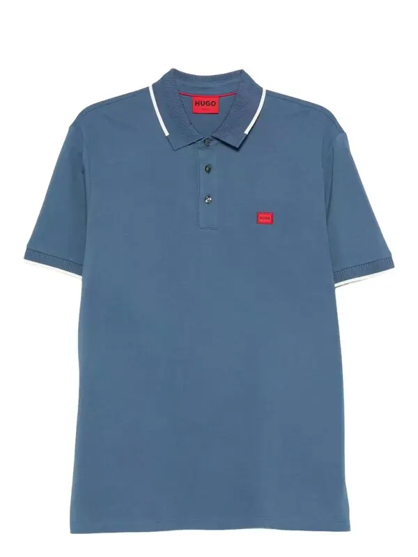 Hugo Tipped-collar Logo Polo Shirt - Blue