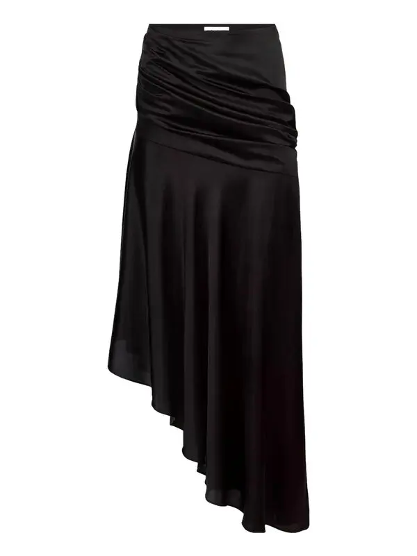Nina Ricci Asymmetric Draped Satin Skirt - Black