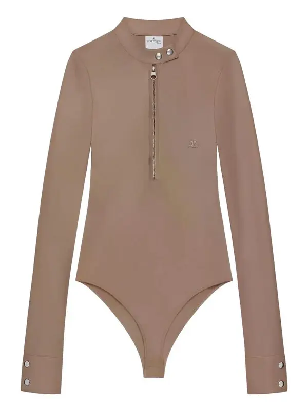 COURREGES Zip-front Long-sleeve Bodysuit - Brown