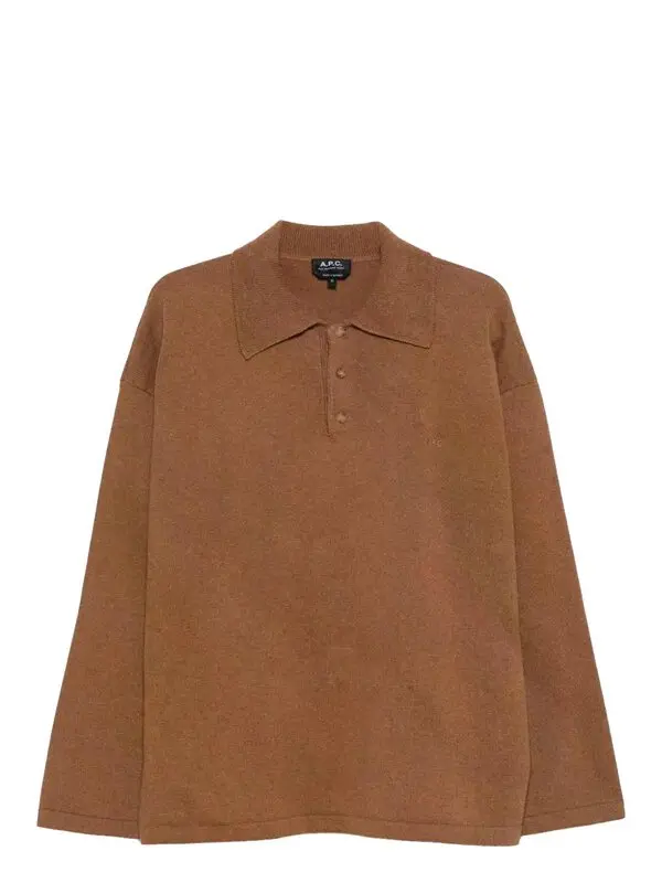 A.p.c. Wool Polo Shirt - Brown