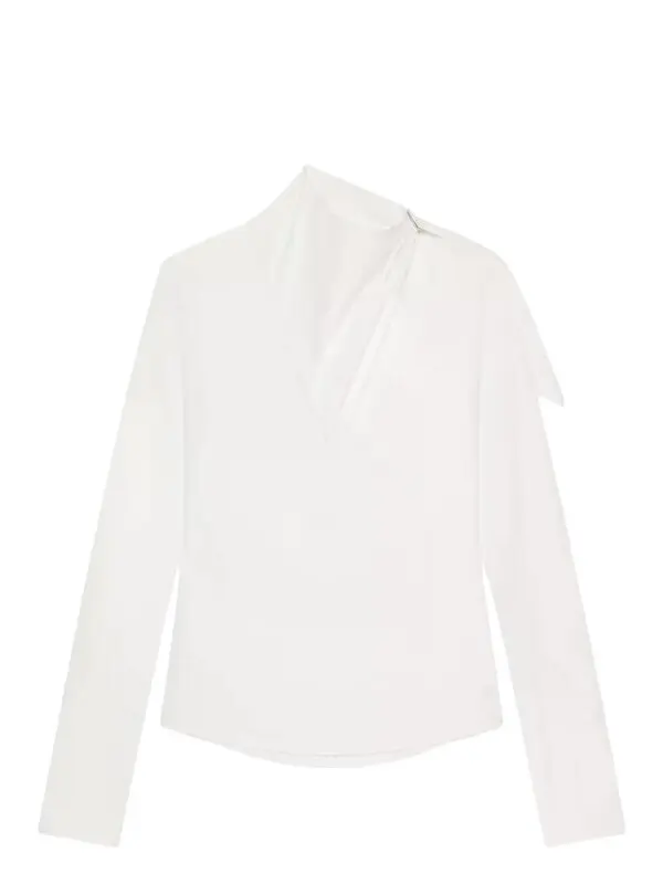 COURREGES Asymmetric Cotton Blouse - Neutrals