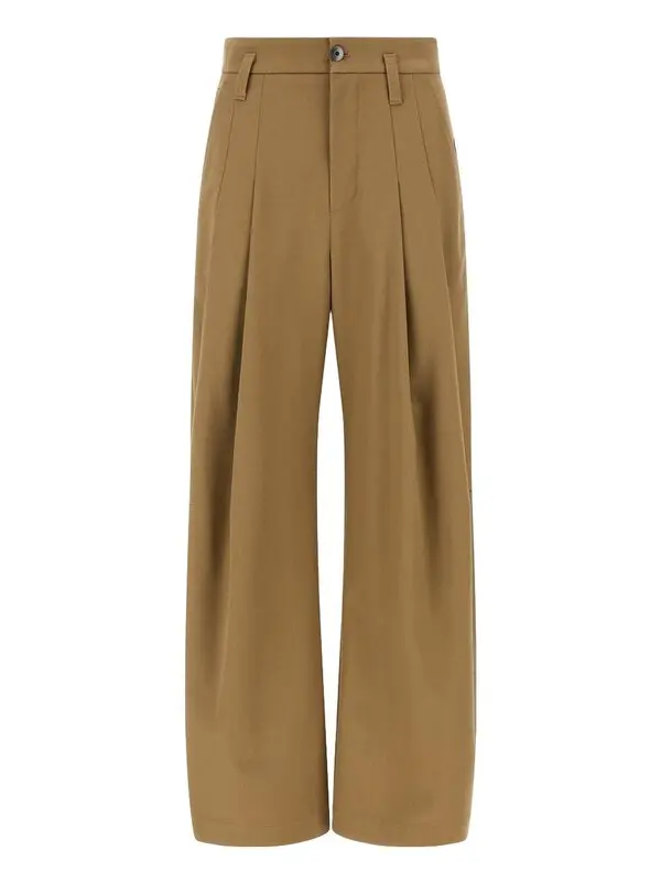 Brunello Cucinelli Pleated Cotton Gabardine Pants - Beige