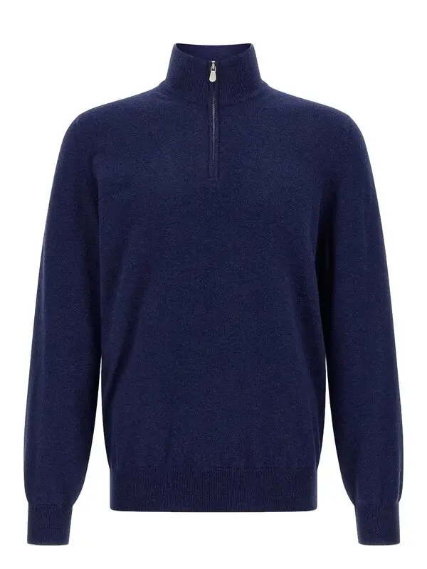 Brunello Cucinelli Half-zip Cashmere Sweater - Blue