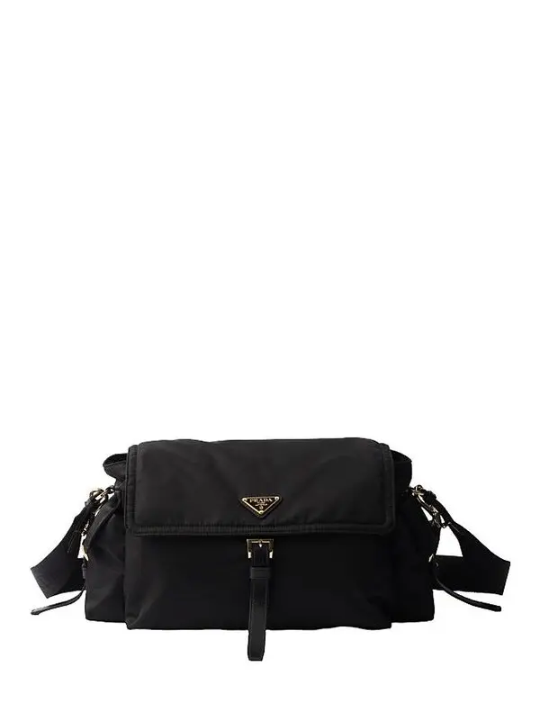 Prada Large Re-nylon Flap Shoulder Bag - Black