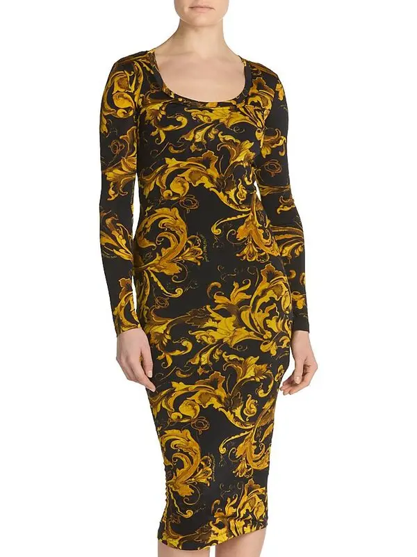 Versace Organzino Pr Barocco Dress - Black/gold