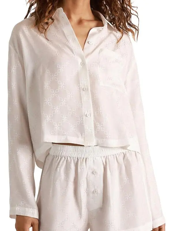 Kiki De Montparnasse Handcuff Jacquard Cropped Long Sleeve Shirt - Ivory