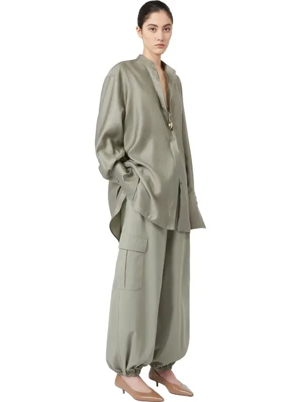 Max Mara Cotton Baggy Trousers - Sage Green