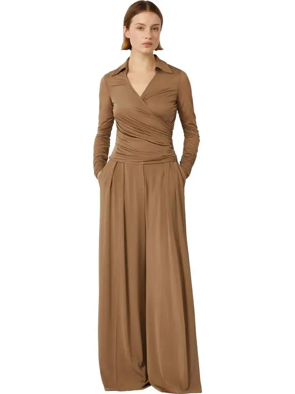 Max Mara Jersey And Tulle Blouse - Hazelnut Brown