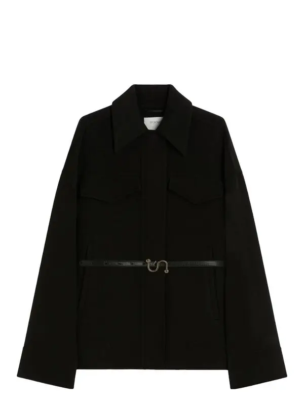 Max Mara Double-faced Wool Pea Coat With Leather Belt - Black