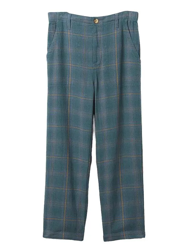 Junk Food Clothing Straight Twill Plaid Pant - Black Sea Combo