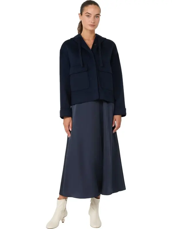 Max Mara Hooded Wool Jacket - Navy