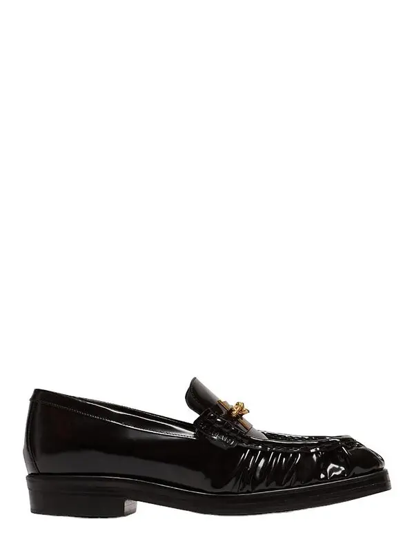 Balmain Sync Glazed Leather Loafers - Black