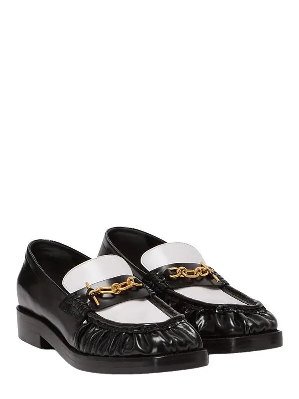 Balmain Sync Glazed Leather Loafers - White