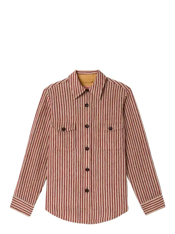 La DoubleJ Striped Linen-blend Corduroy Jacket - Red,beige