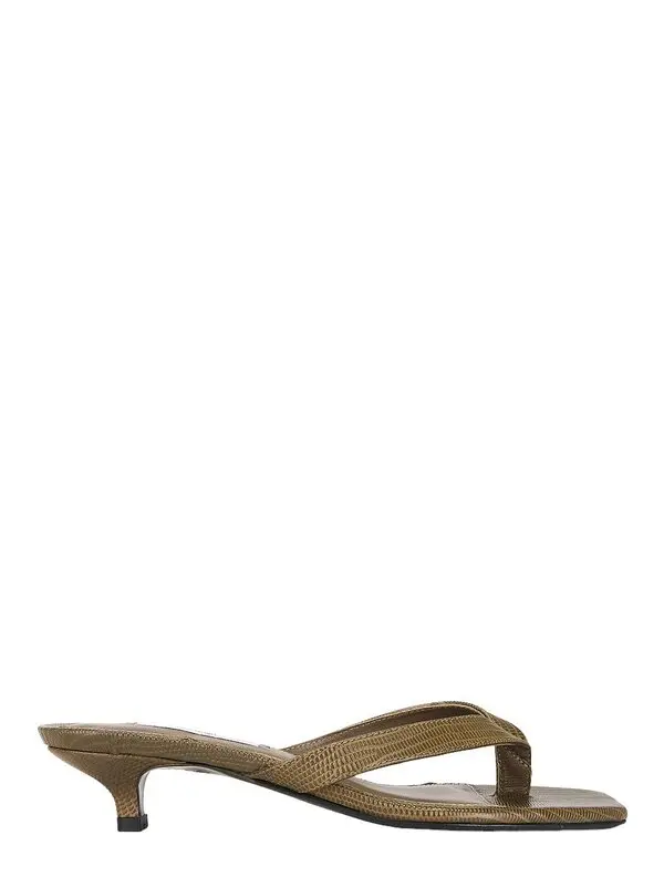 TOTEME Lizard Embossed Heeled Flip Flop - Dark Olive