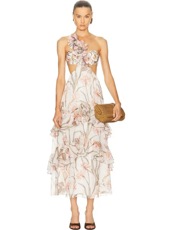 PatBO Botanic Retro Flower Applique Beach Dress - Off White