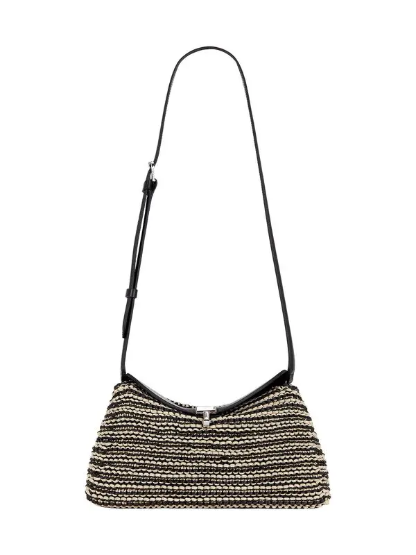 TOTEME T-lock Woven Leather Clutch - Black & Sand