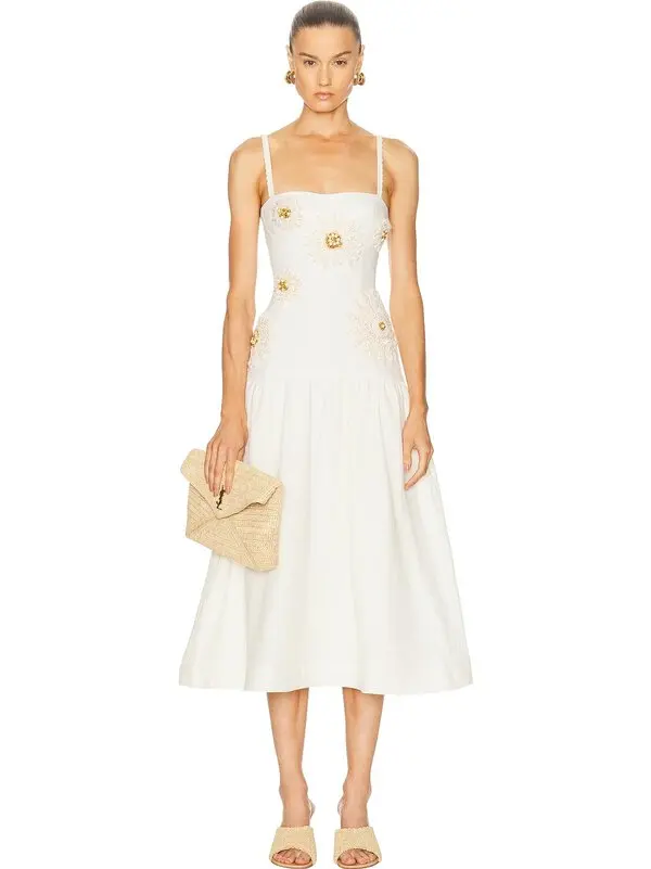 PatBO Tropic Linen Midi Dress - Off White