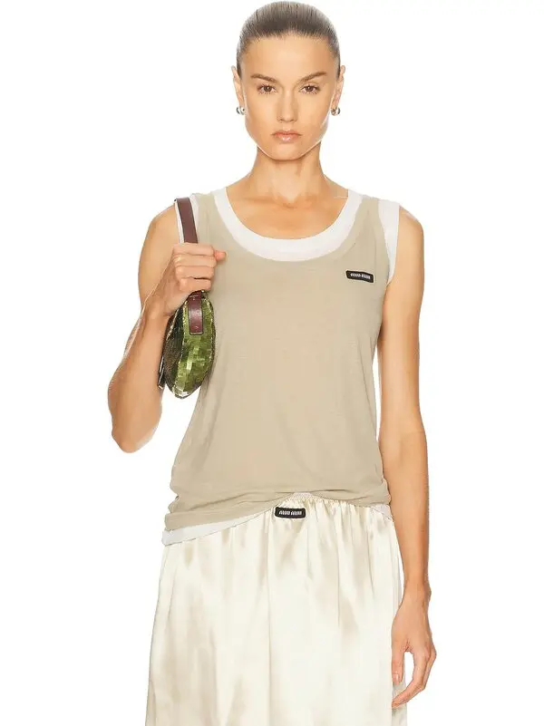 Miu Miu Layered Tank Top - Bianco & Pomice