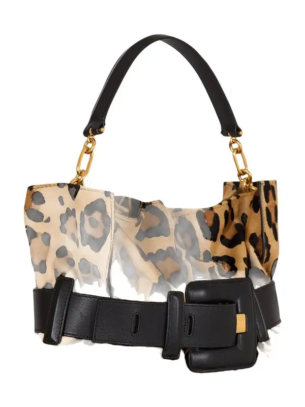 Balmain Medium Leopard Anthem Shoulder Bag - Brown