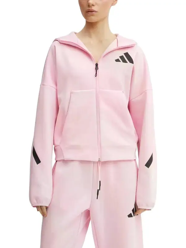 Adidas Logo-detail Zip-up Hoodie - Pink